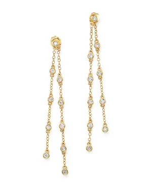 Bloomingdale'S Diamond And 14k Yellow Gold Chain Drop Earrings - White/gold