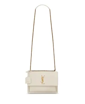 Saint Laurent Sunset Shoulder Bag - Blanc Vintage Smooth Leather/gold