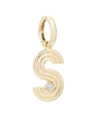 Adina Reyter 14k Yellow Gold Diamond Initial Pendant - S