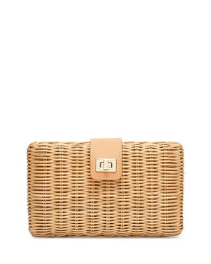 KAYU Wicker Clutch With Push Lock Closure - Natural