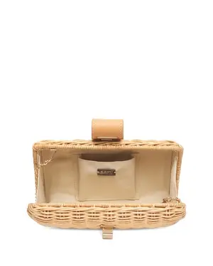 KAYU Wicker Clutch With Push Lock Closure - Natural