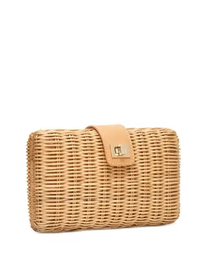 KAYU Wicker Clutch With Push Lock Closure - Natural