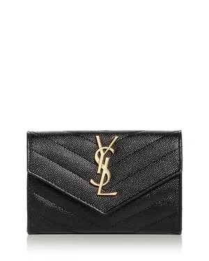 Saint Laurent Cassandre Matelasse Envelope Wallet - Black