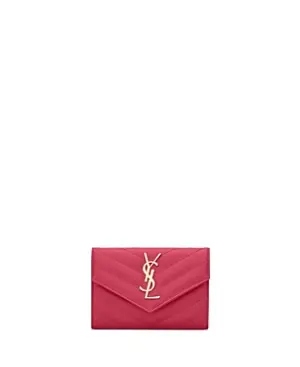 Saint Laurent Cassandre Matelasse Small Envelope Wallet Fuchsia