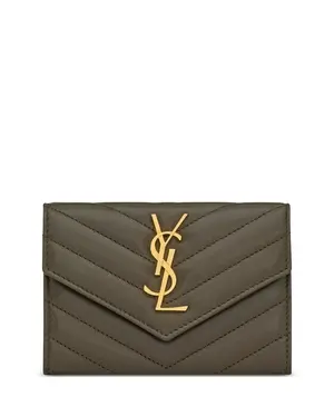 Saint Laurent Cassandre Matelasse Small Envelope Wallet Light Musk/gold Lambskin