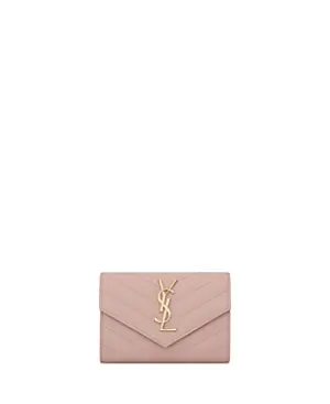 Saint Laurent Cassandre Matelasse Small Envelope Wallet Pale Pink