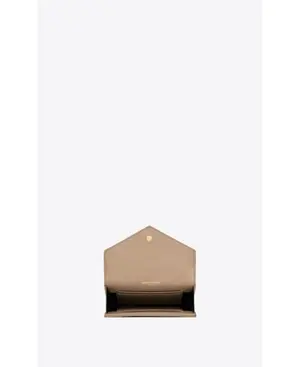 Saint Laurent Cassandre Matelasse Small Envelope Wallet Tan