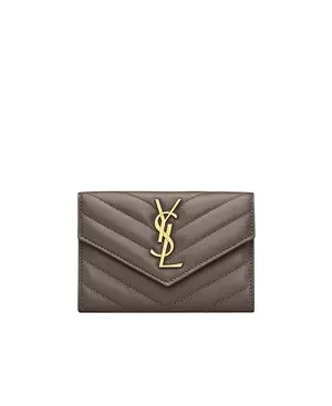 Saint Laurent Cassandre Matelasse Envelope Wallet - Urban Grey