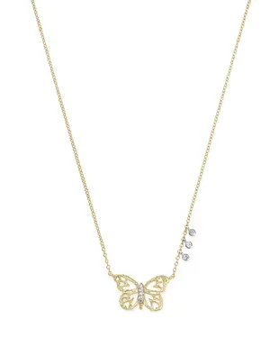 Meira T 14k Gold Butterfly Pendant Necklace - White/gold