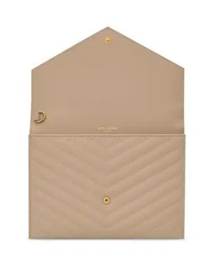 Saint Laurent Cassandre Matelasse Flap Pouch - Beige Grain Leather/gold