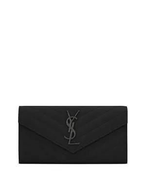 Saint Laurent Cassandre Matelasse Large Flap Wallet Black/black