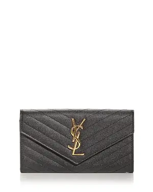 Saint Laurent Cassandre Matelasse Large Flap Wallet Black/gold