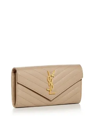 Saint Laurent Cassandre Matelasse Flap Wallet - Dark Beige