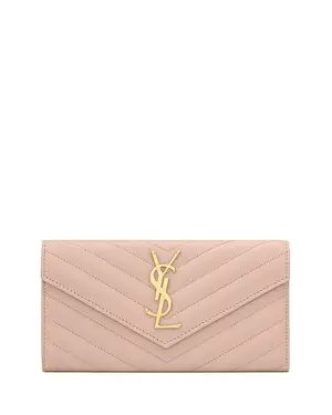 Saint Laurent Cassandre Matelasse Large Flap Wallet Pale Pink