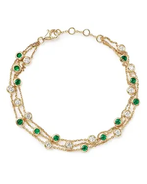 Bloomingdale'S Emerald & Diamond Station Bracelet - Green/white