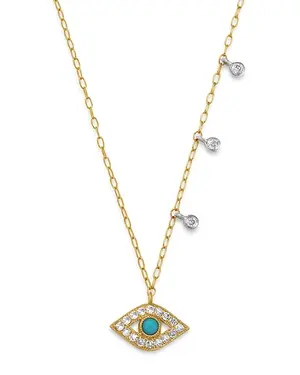 Meira T 14k Gold Diamond & Turquoise Evil Eye Pendant Necklace - Blue/gold