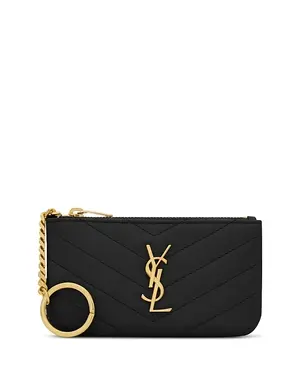 Saint Laurent Monogram Key Pouch - Black Leather/gold