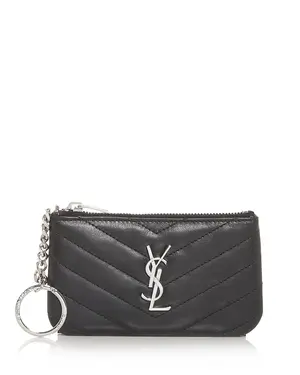 Saint Laurent Monogram Key Pouch - Black Leather/silver