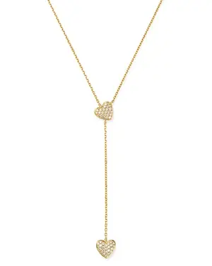 Bloomingdale'S Diamond Heart Y Necklace In 14k Yellow Gold - White/gold