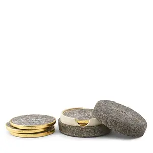 Aerin Faux Shagreen Coasters With Box, Set Of 4 - Chocolate