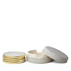 Aerin Faux Shagreen Coasters With Box, Set Of 4 - Dove