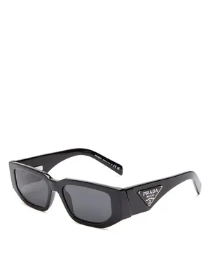 Prada Symbole Rectangle Sunglasses - Black/black Solid