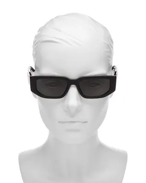Prada Symbole Rectangle Sunglasses - Black/black Solid