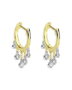 Meira T 14k White Gold & Yellow Gold Diamond Dangle Hoop Earrings - White/gold