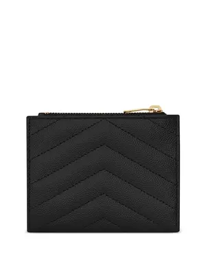 Saint Laurent Cassandre Matelasse Bi-fold Wallet - Black/gold