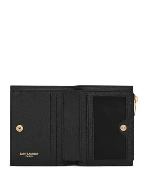 Saint Laurent Cassandre Matelasse Bi-fold Wallet - Black/gold