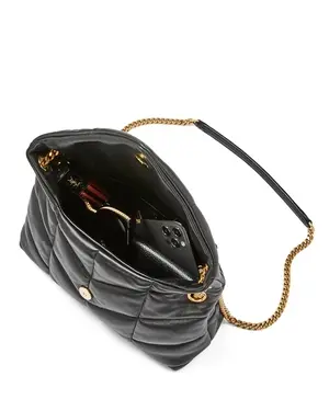 Saint Laurent Puffer Shoulder Bag - Black Nappa Leather/gold