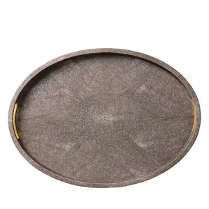 Aerin Modern Shagreen Cocktail Tray - Chocolate