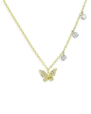 Meira T 14k Diamond Butterfly Necklace - Gold