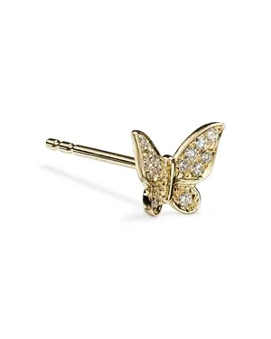 Meira T 14k Yellow Diamond Butterfly Stud Earrings