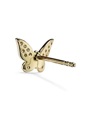 Meira T 14k Yellow Diamond Butterfly Stud Earrings