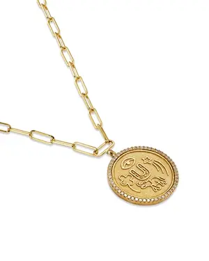 Meira T 14k Yellow Diamond Coin Pendant Necklace