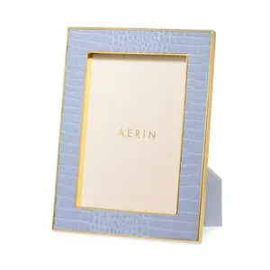Aerin Classic Croc Leather Frame, 5 X 7 - Hydrangea Blue