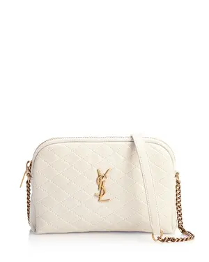 Saint Laurent Gaby Zipped Shoulder Bag - Crema Soft Quilted Lambskin/bronze