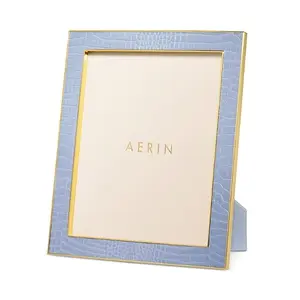 Aerin Classic Croc Leather Frame, 8 X 10 - Hydrangea Blue