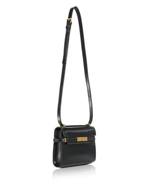 Saint Laurent Manhattan Leather Shoulder Bag - Black Leather/gold