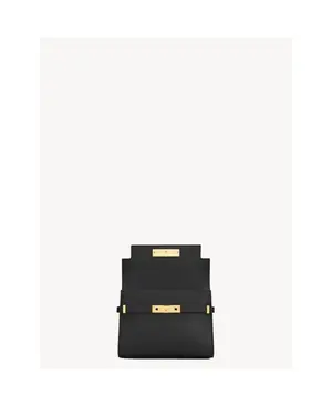 Saint Laurent Manhattan Leather Shoulder Bag - Black Leather/gold