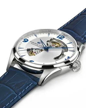 Hamilton Jazzmaster Open Heart Watch, 42mm - White/blue