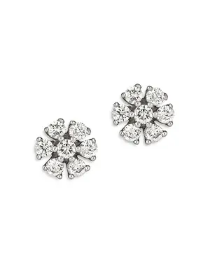 Diamond Flower Stud Earrings