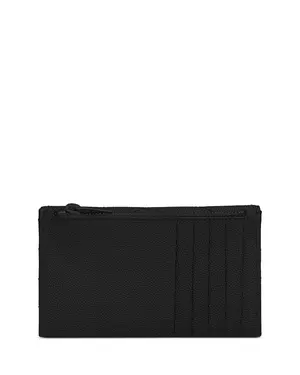 Saint Laurent Cassandre Matelasse Fragments Flap Card Case - Black Grain Leather/black