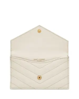 Saint Laurent Cassandre Matelasse Fragments Flap Card Case - Medium Red