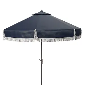 SAFAVIEH Milan 11 Ft Crank Umbrella - Navy/white