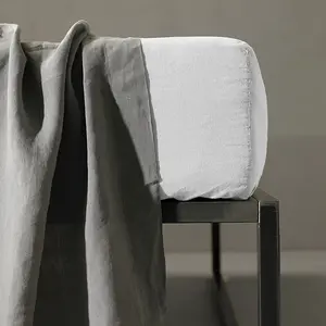 SOCIETY LIMONTA Rem Linen Fitted Sheet, Queen - Bianco
