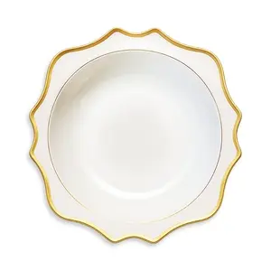 ANNA WEATHERLEY Antique White With Gold Salad Serving Bowl - White/gold