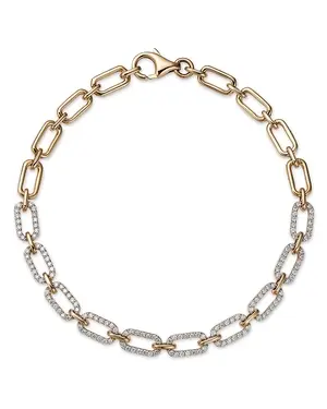Bloomingdale'S Diamond Pave Link Bracelet In 14k Yellow Gold - White/gold