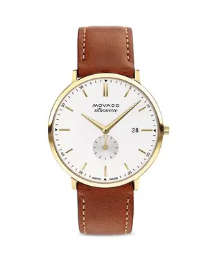 Movado Heritage Calendoplan 40mm Strap Watch - White/brown